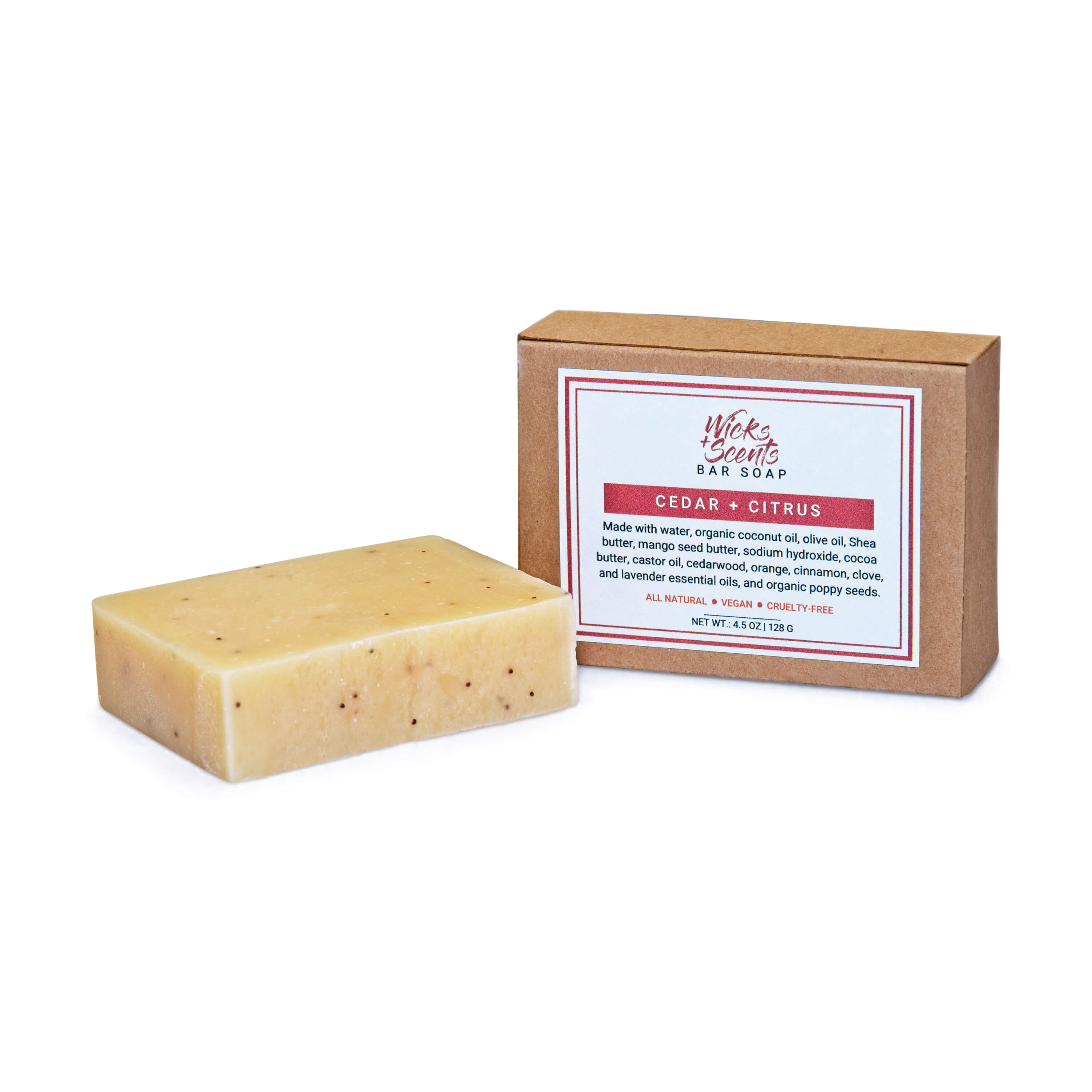 Cedar + Citrus Vegan Bar Soap | Cedar + Citrus Soap | Wicks + Scents ...